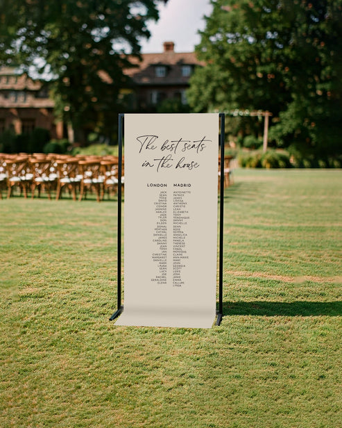 Aura Personalised Cloth Wedding Table Sign | Modern & Romantic Wedding ...