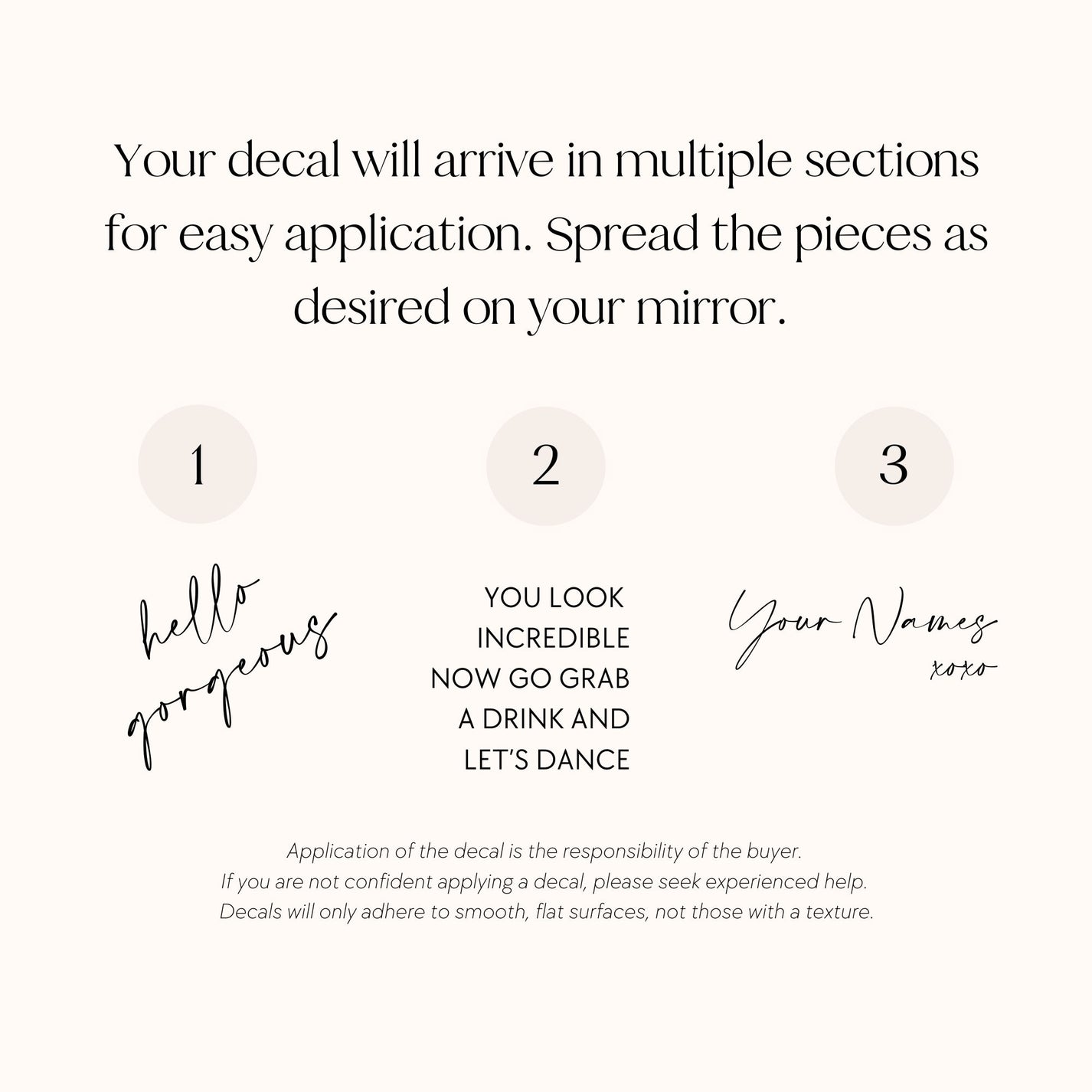 Wedding Selfie Mirror Vinyl Decal | Grab a Drink and Let's Dance Design ...