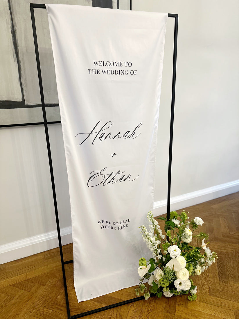 Ophelia Personalised Fabric Wedding Welcome Sign | Modern & Romantic ...