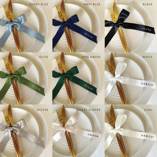 Personalised Wedding Guest Ribbon Bow Place Names – Forever Paper Co