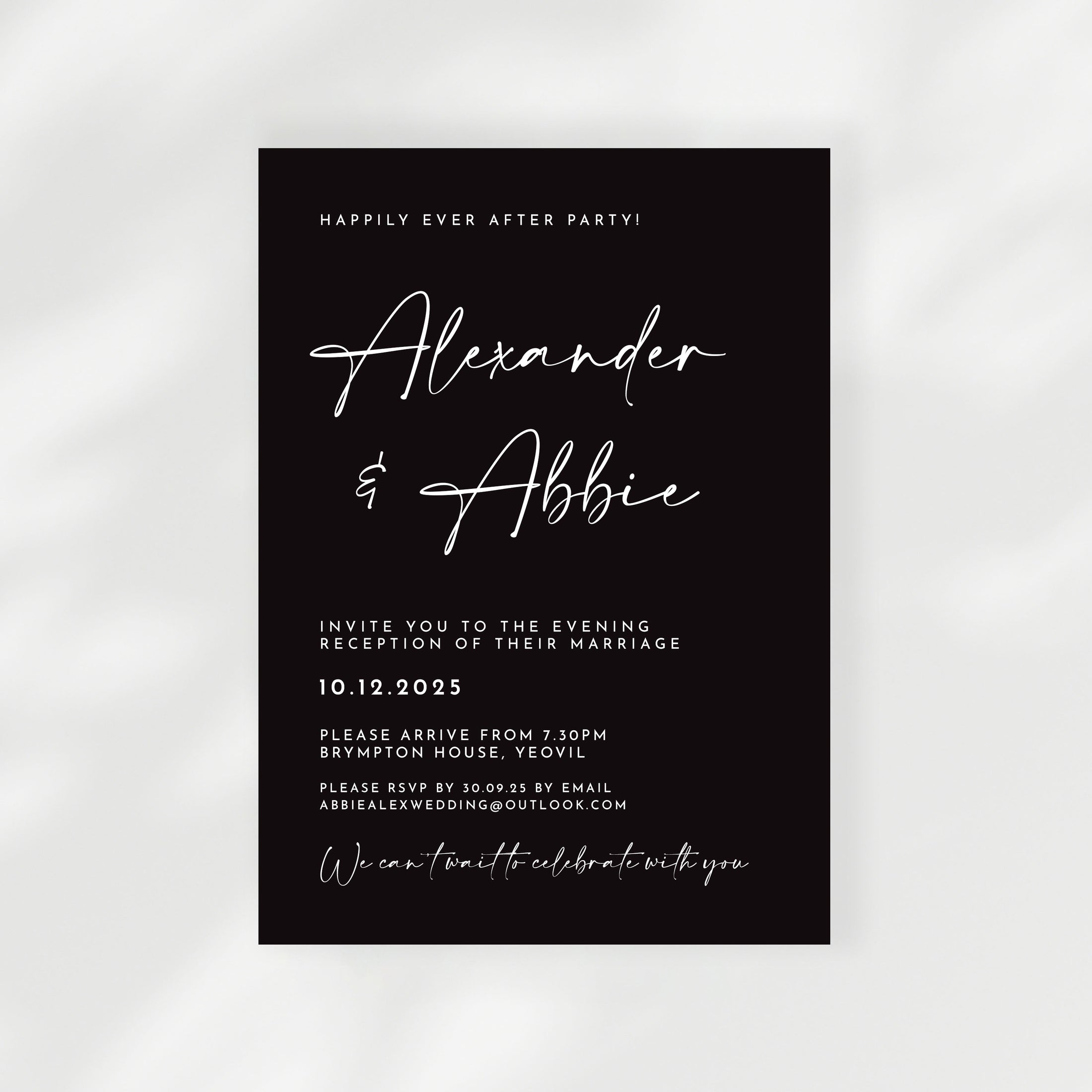 Maia Premium Wedding Invitation Evening Guest Invite | Modern ...